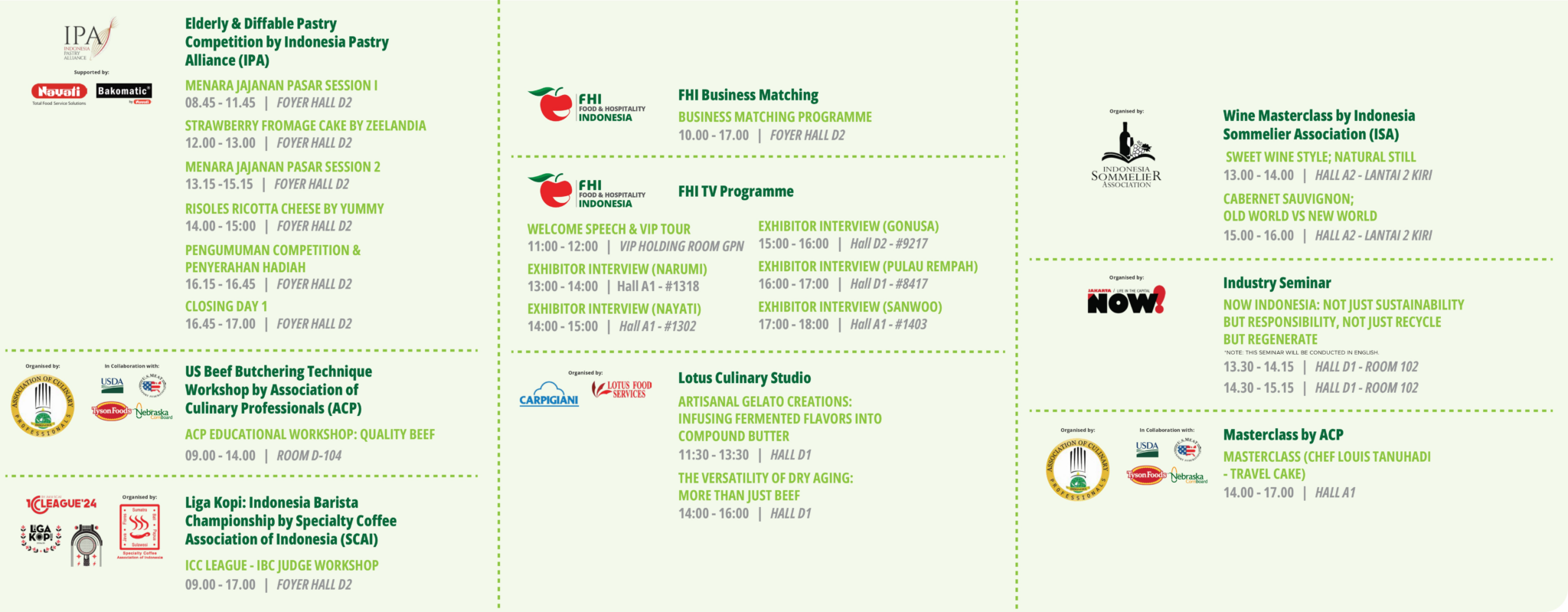 Schedule Featured Event FHI 2024 - Food and Hospitality Indonesia